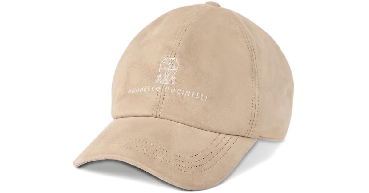 Brunello Cucinelli Embroidered Suede Baseball Cap in Natural for Men ...
