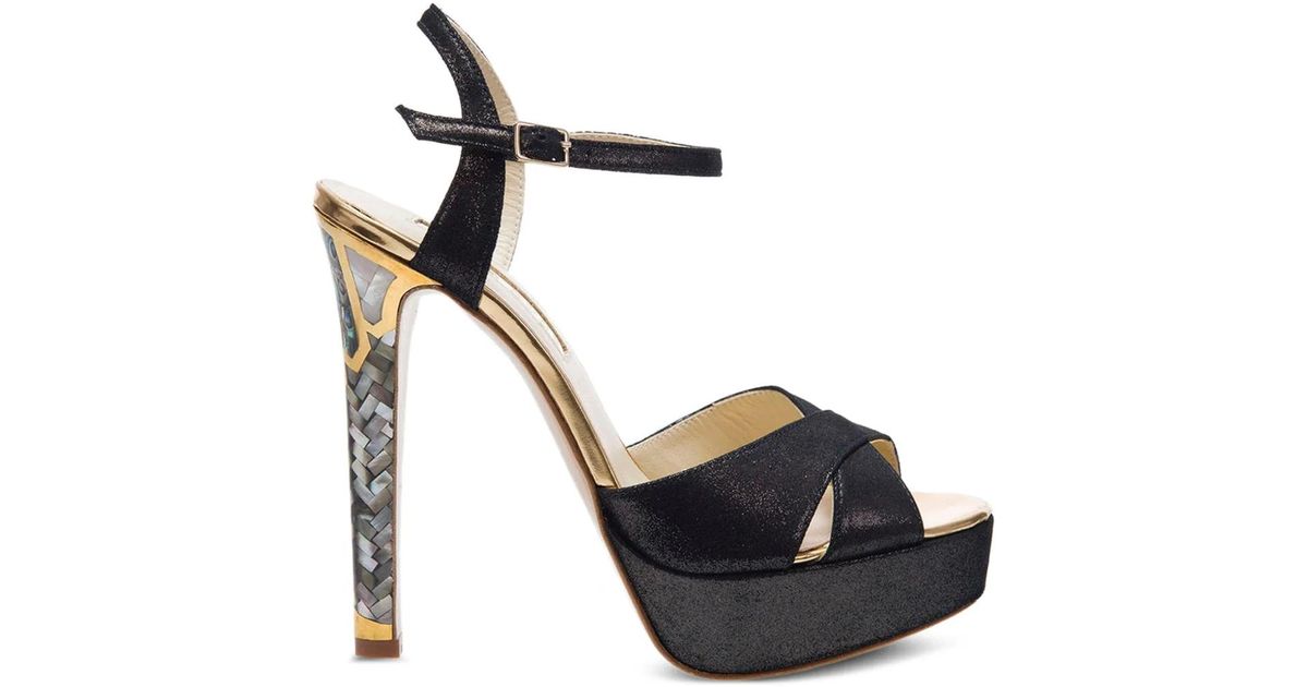 freya rose Cleopatra Embellished-Heel Sandals in Black | Lyst