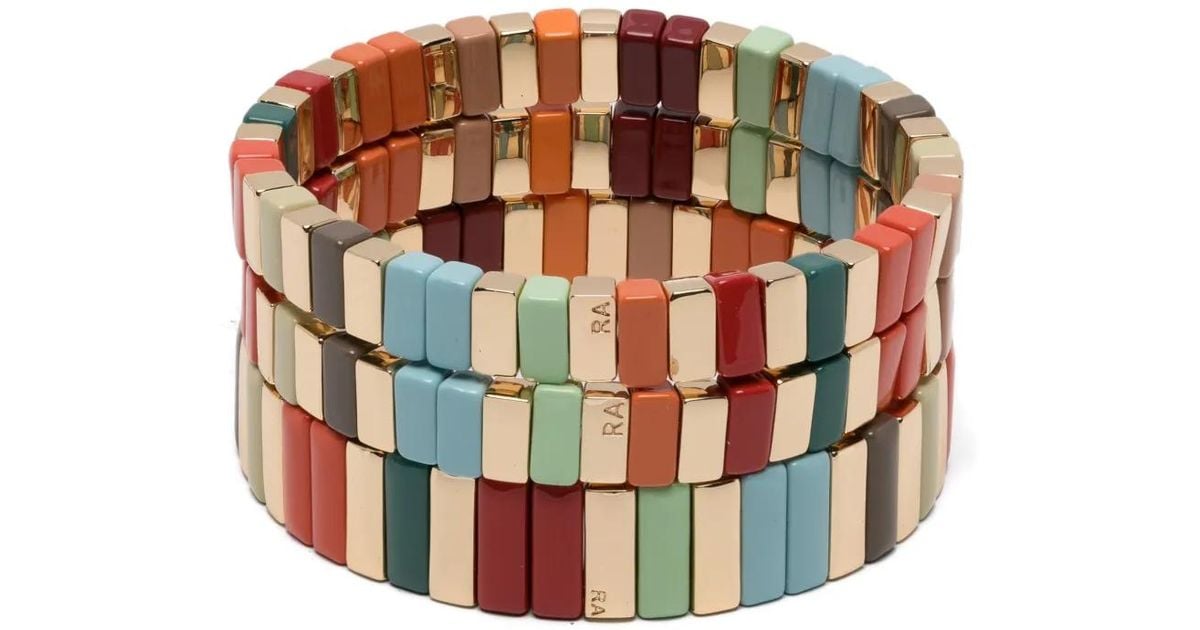 Roxanne Assoulin Brass Tiled Bracelets in White | Lyst UK