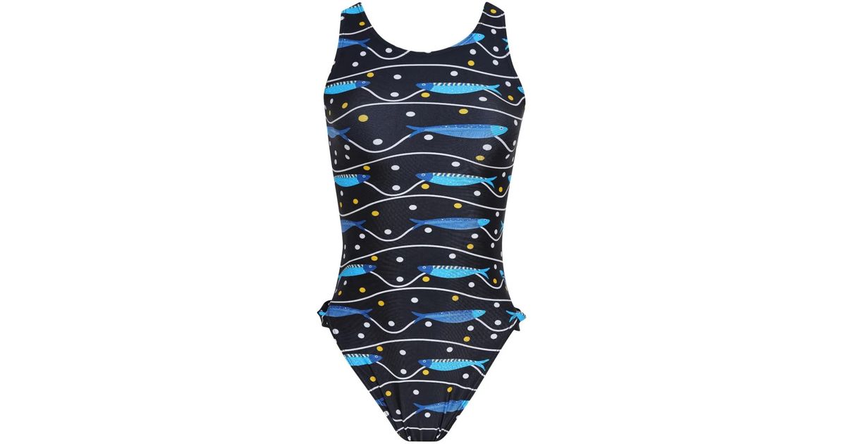 Brigitte Bardot Fish-Print Swimsuit in Blue | Lyst UK