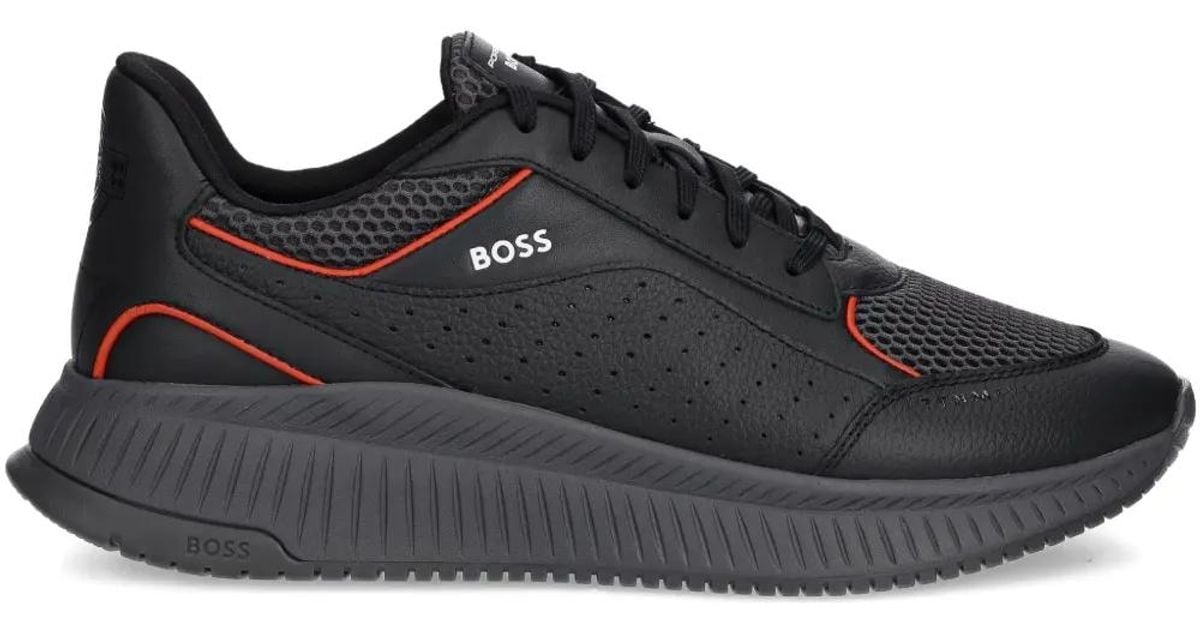 BOSS X Porsche Ttnm Evo Perforated Leather Sneakers in Black for Men | Lyst