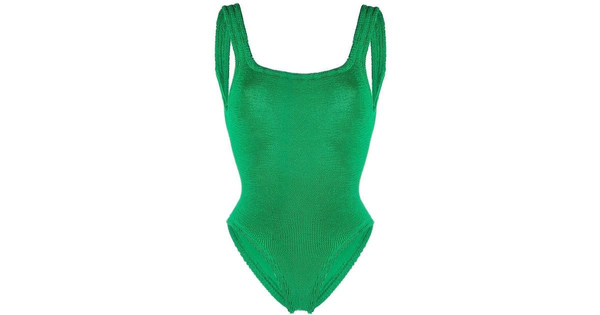 Hunza G Square Neck Prene Swimsuit in Green | Lyst Hunza G Square Neck Prene Swimsuit in Green | Lyst