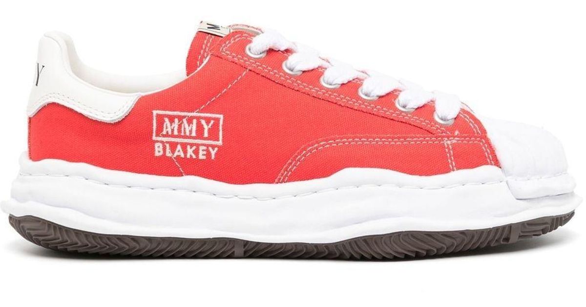 Maison Mihara Yasuhiro Ridged-trim Low-top Sneakers in Red | Lyst Australia