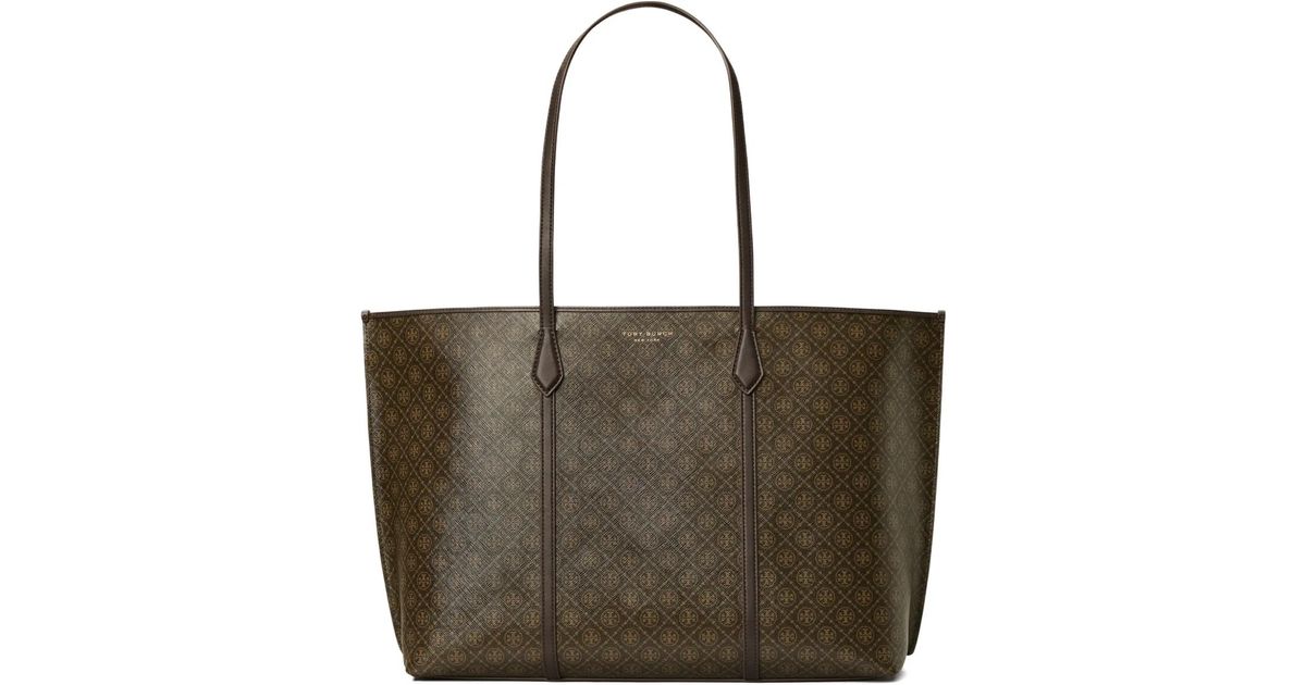 Tory Burch Perry Coated Canvas Tote in Brown | Lyst