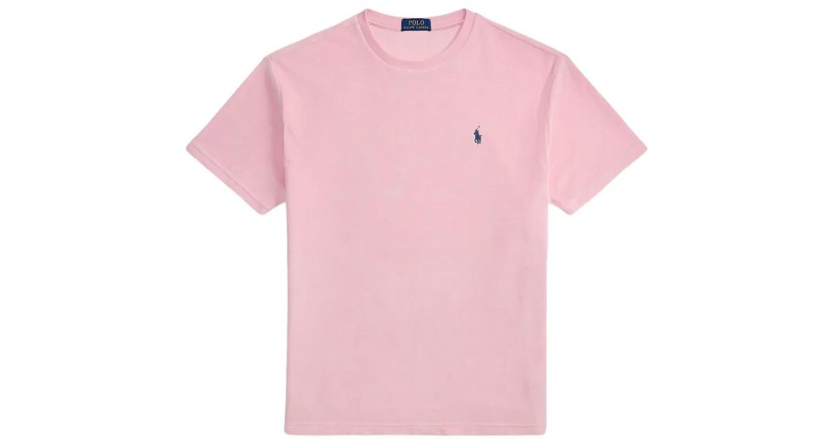 Polo Ralph Lauren Crew-Neck Logo-Detail T-Shirt in Pink for Men | Lyst