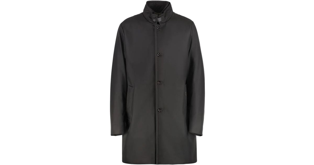 Moorer Buttoned Parka Coat in Black for Men | Lyst