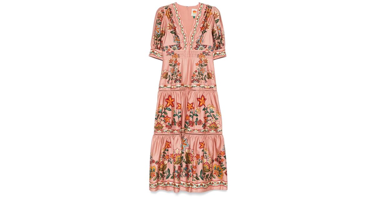 FARM Rio Short-Sleeve Maxi Dress in Pink | Lyst