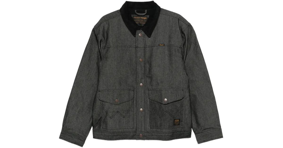 Filson X Wrangler Corduroy-Collar Denim Jacket in Black for Men | Lyst