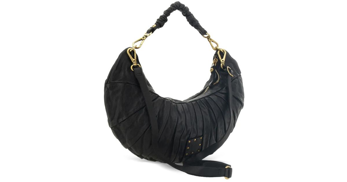 Campomaggi Luna Pleated Shoulder Bag in Black | Lyst