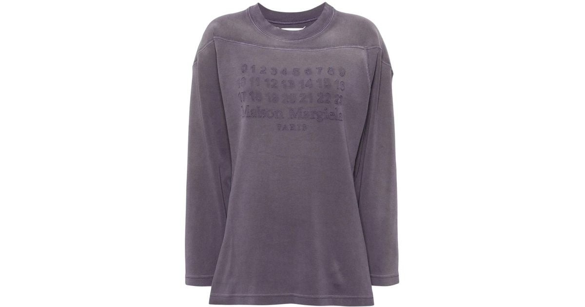 Maison Margiela Numbers Logo Cotton T-Shirt in Purple | Lyst UK