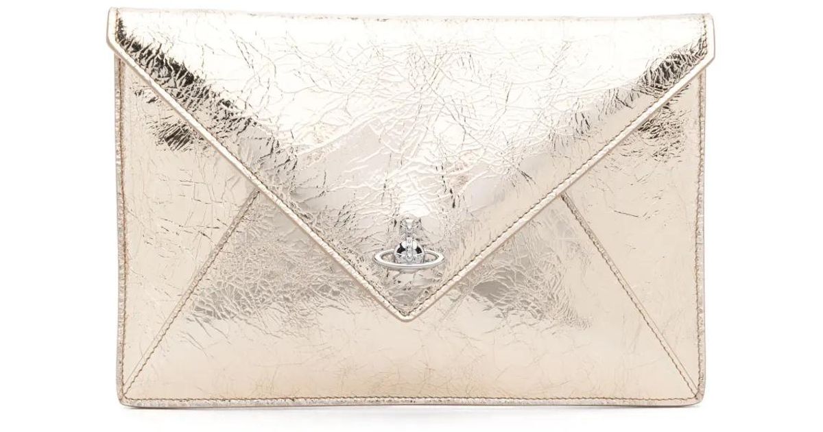 Vivienne Westwood Orb-Plaque Clutch Bag in Natural | Lyst