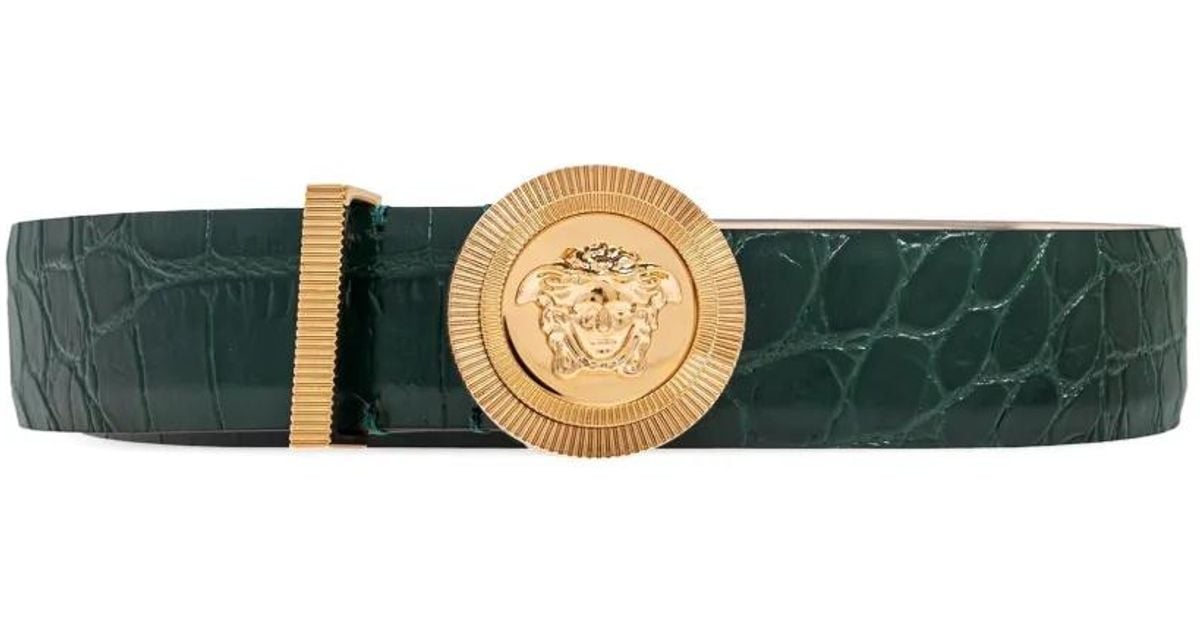 Versace Medusa Head-Motif Crocodile-Effect Belt in Green | Lyst