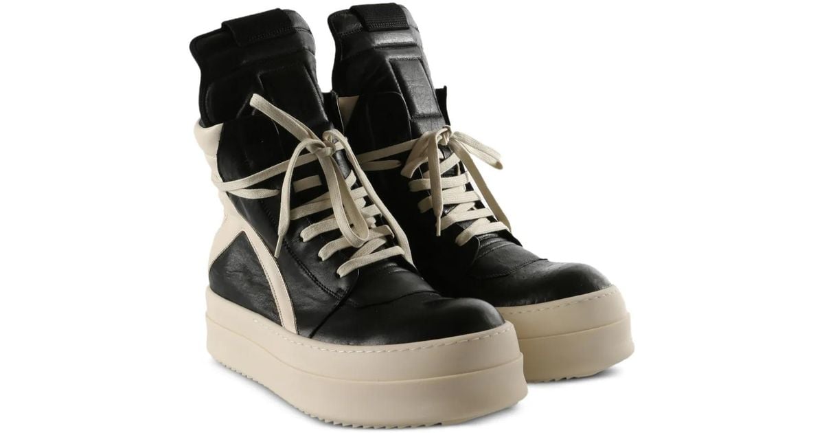 Rick Owens Mega Bumper Geobasket High-Top Panelled Sneakers in Black ...