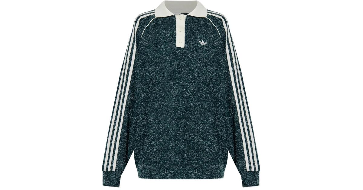 adidas Long-Sleeve Polo-Collar Sweater in Blue | Lyst