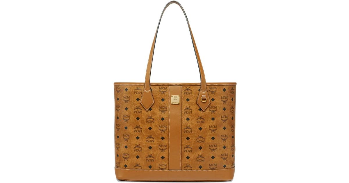 MCM Logo-Pattern Tote Bag in Brown | Lyst