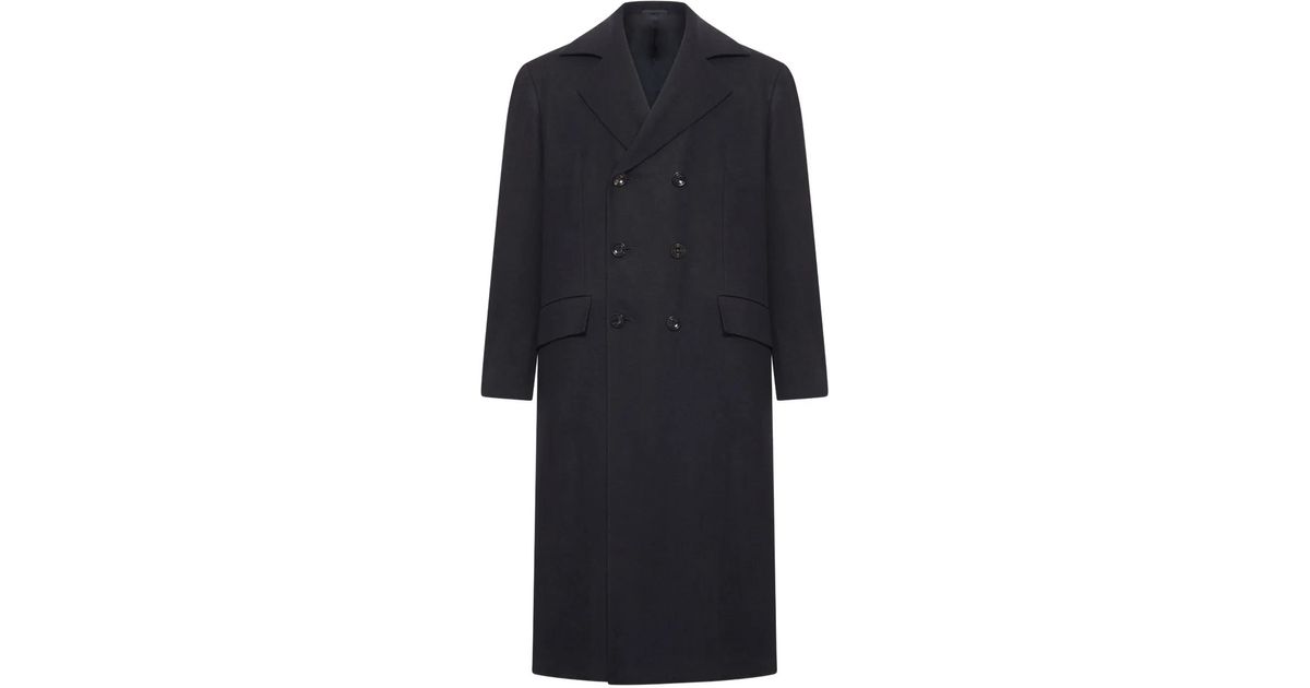 Kiton Buttoned Double-Breasted Coat in Blue for Men | Lyst UK