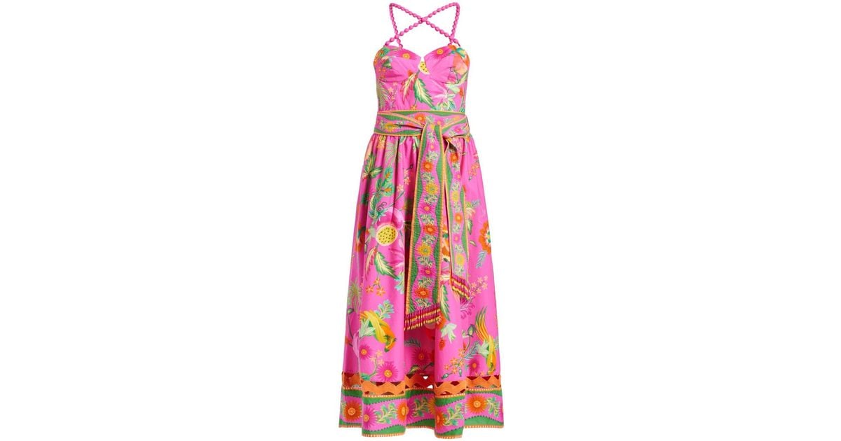 FARM Rio Delicate Fruit Garden Midi Dress in Pink | Lyst