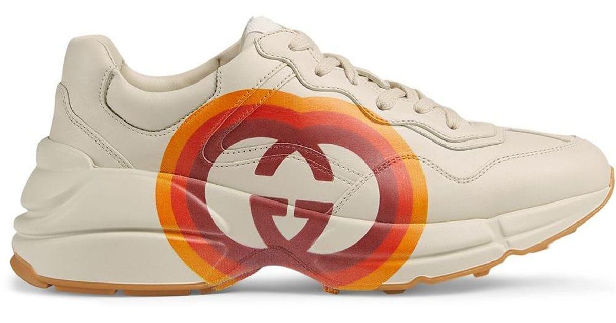 Gucci Leather Rhyton Sneaker in White - Save 44% - Lyst