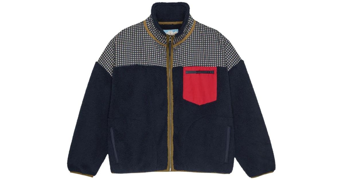 The Great Floral-Pattern-Detail Chest-Pocket Jacket in Blue | Lyst UK
