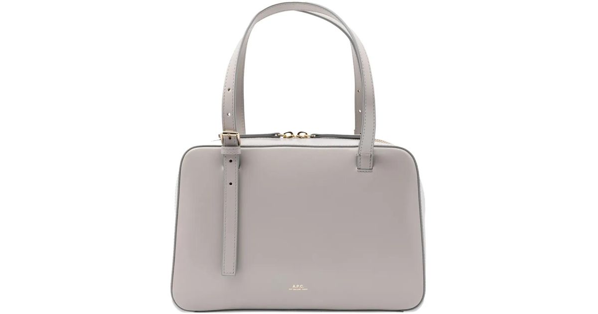 A.P.C. Virginie Logo-Detail Leather Tote Bag in Grey | Lyst Australia