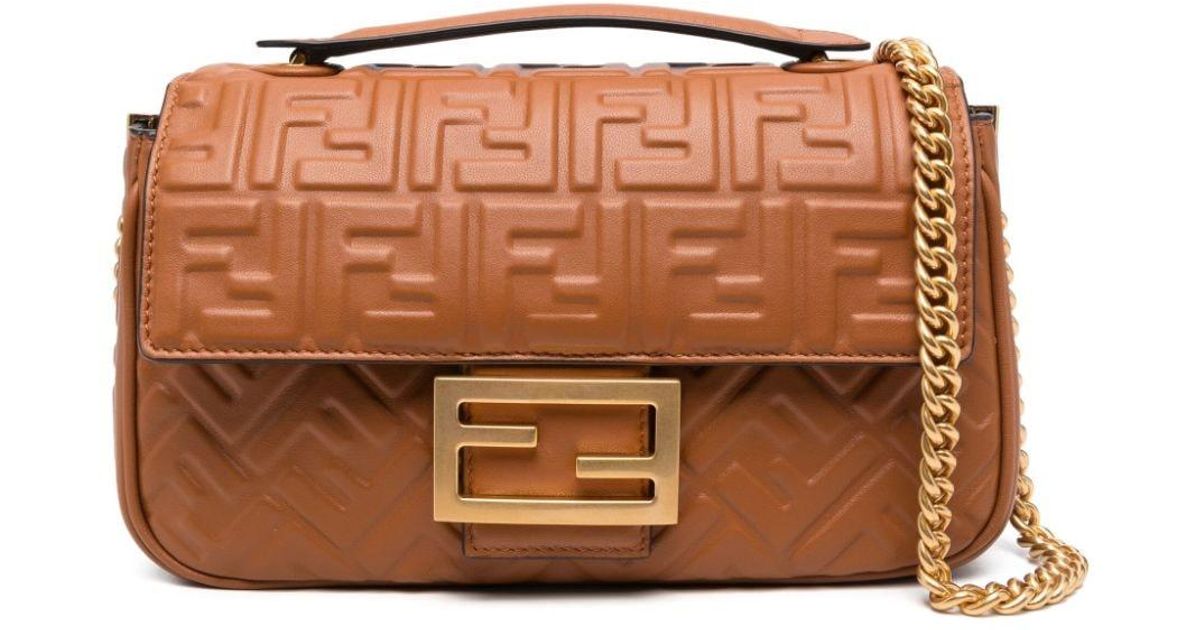 Fendi Medium Baguette Chain Shoulder Bag in Brown | Lyst