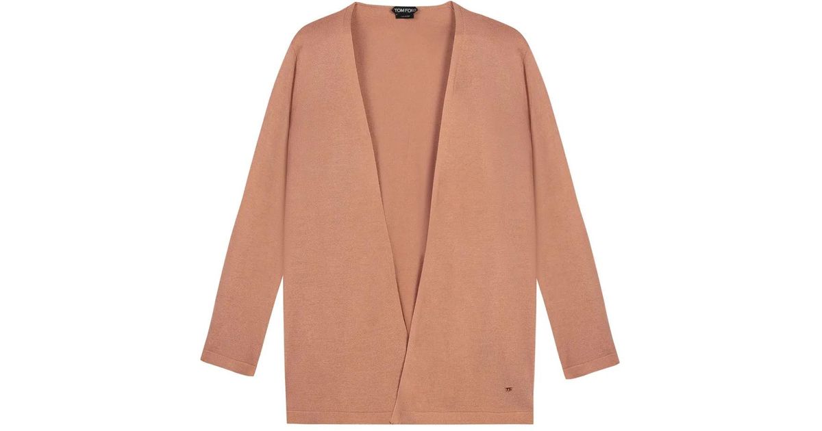 Tom Ford Logo-Plaque Cardigan in Orange | Lyst