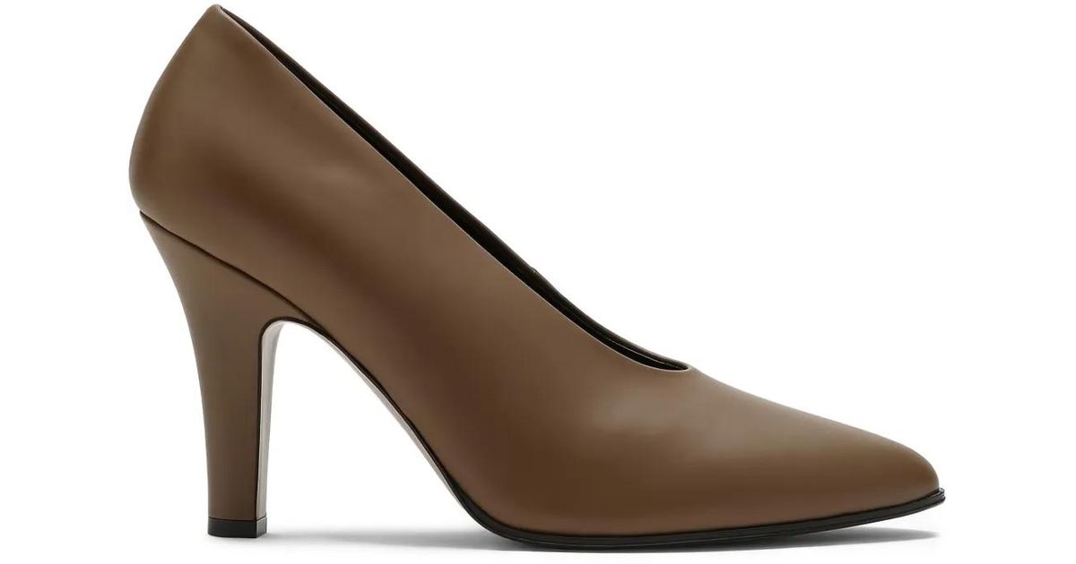 The Row 90Mm Leather Pumps in Brown | Lyst