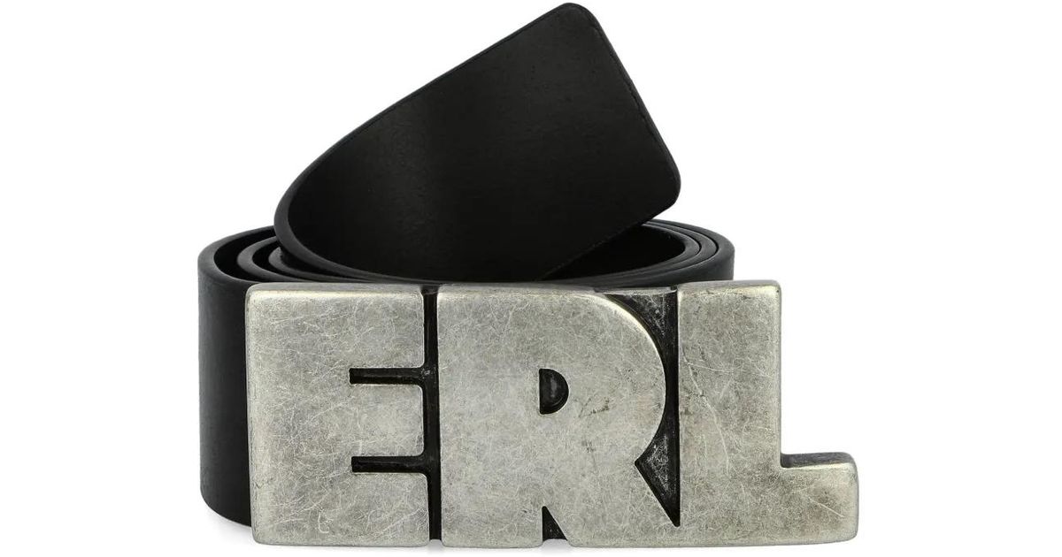 ERL Logo Leather Belt in Black for Men | Lyst UK
