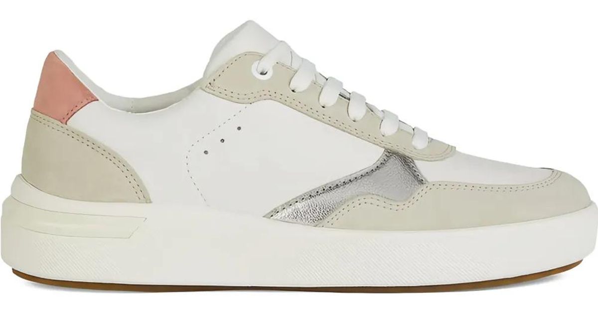 Geox Dalyla Leather Panelled Sneakers in White | Lyst