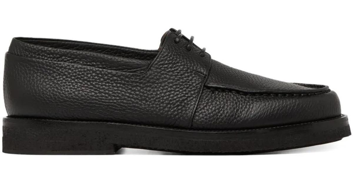Marsèll Pebble-Grain Leather Boat Shoes in Black for Men | Lyst