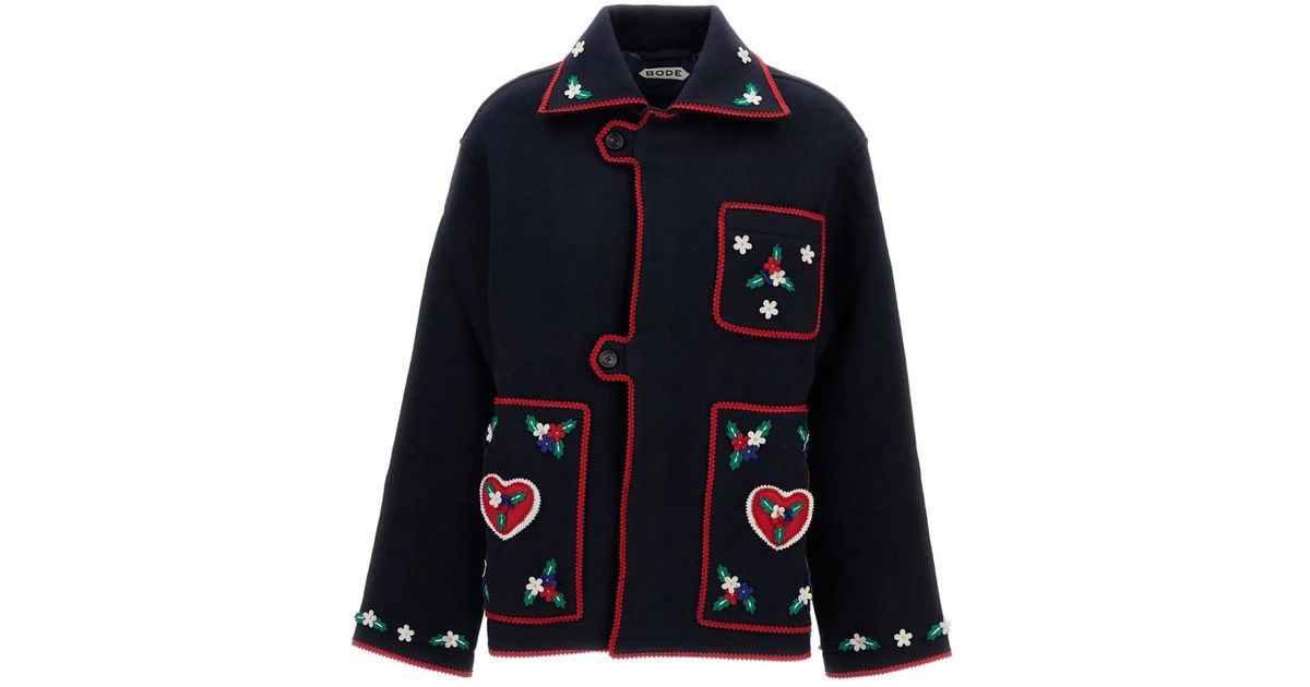 Bode Front Button Fastening Jacket in Blue | Lyst UK