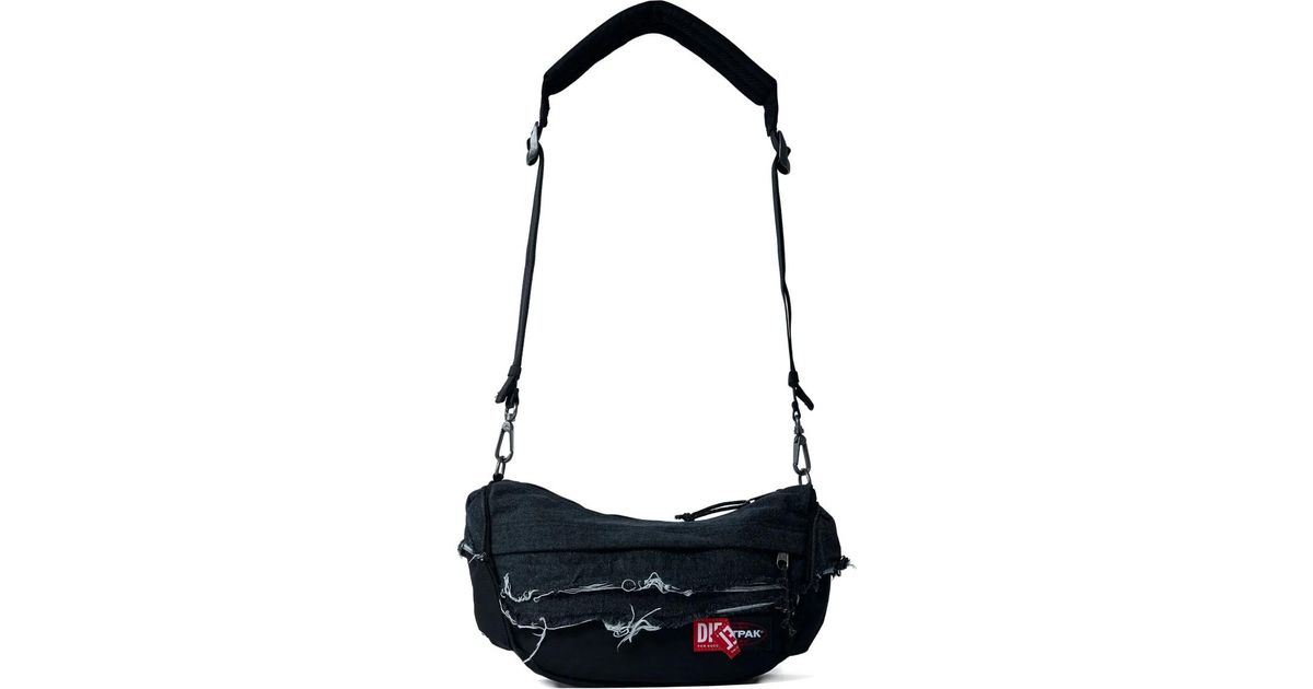 DIESEL Distressed Logo-Patch Shoulder Bag in Blue | Lyst UK