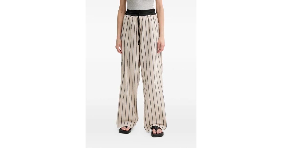 MMC Studio Nabil Striped-Detail Trousers in White | Lyst UK