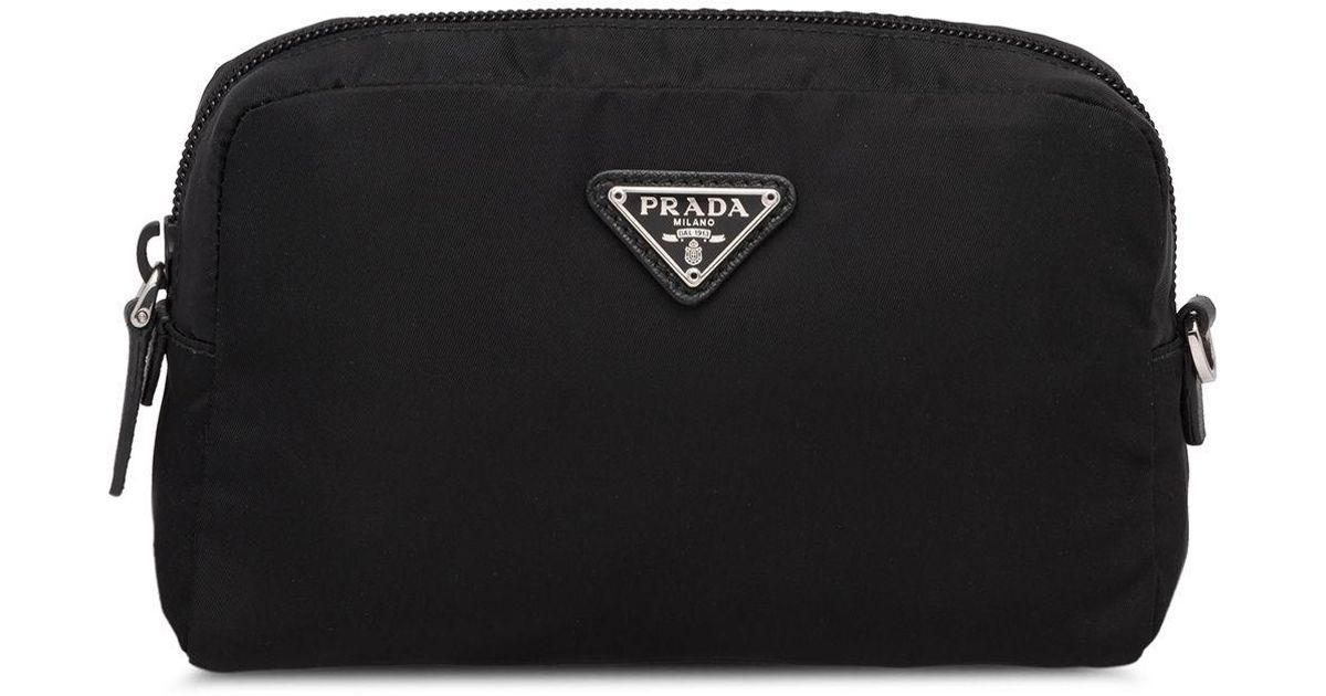 Prada Triangle-Logo Makeup Bag in Black | Lyst