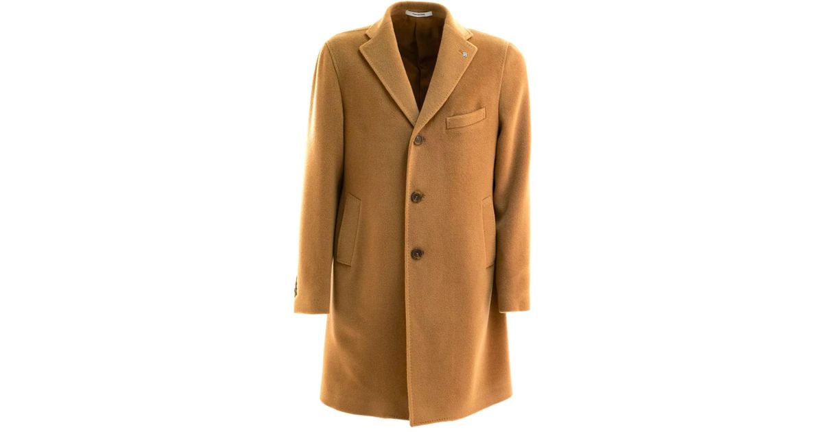 Tagliatore Wool Coat in Brown for Men | Lyst UK