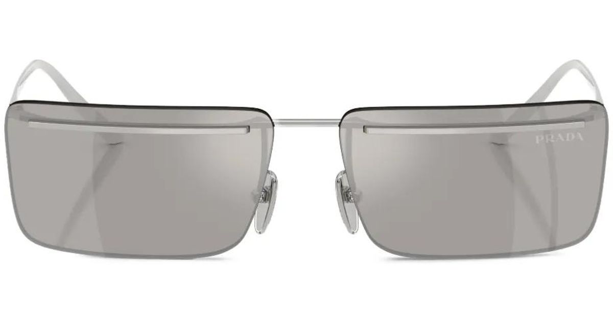 Prada Rectangle-Frame Sunglasses in Grey for Men | Lyst UK