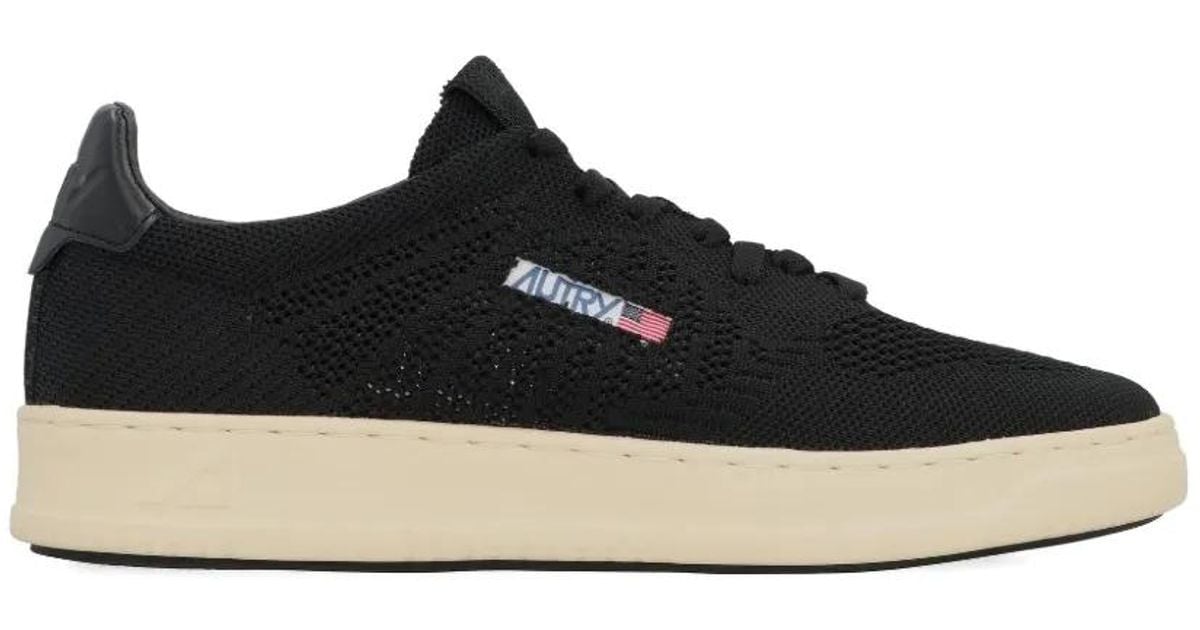 Autry Medalist Perforated Lace-Up Sneakers in Black for Men | Lyst