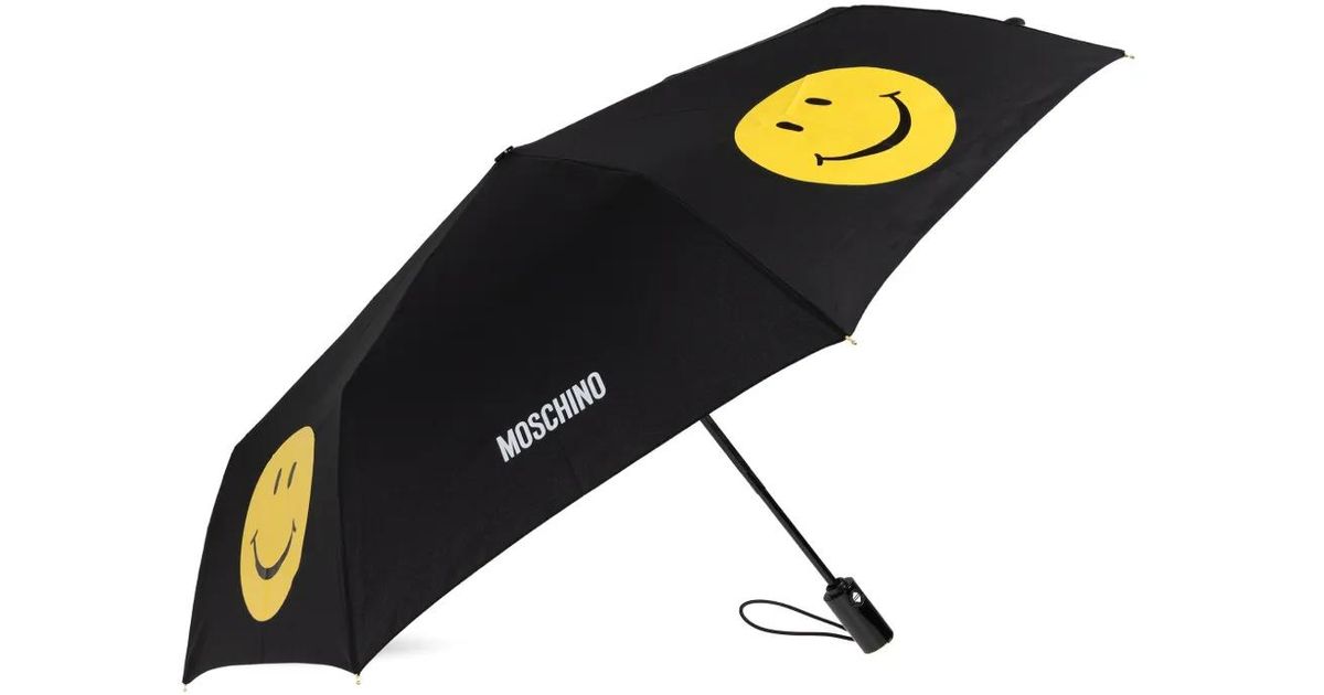 Moschino Smiley Face-Print Umbrella in Black | Lyst UK