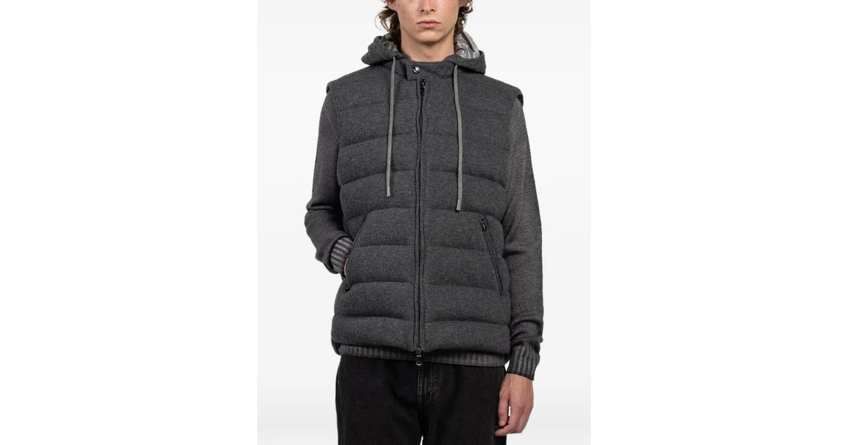 Fradi Hooded Padded Jacket in Grey for Men | Lyst UK