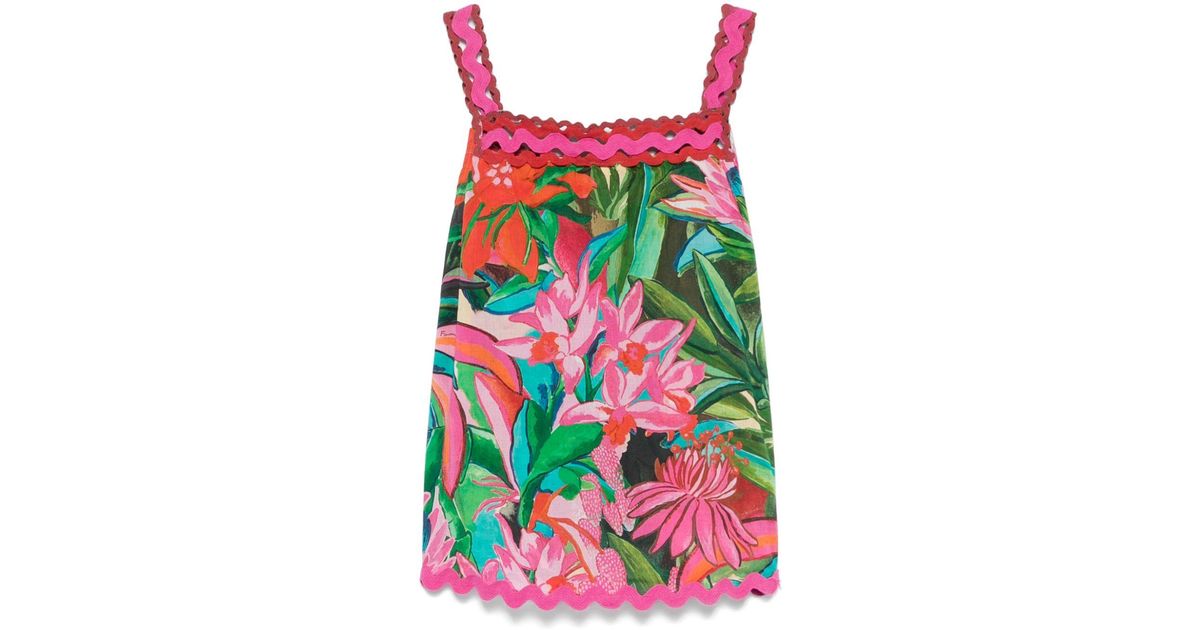 FARM Rio Jardin De Reve Top in Pink | Lyst UK