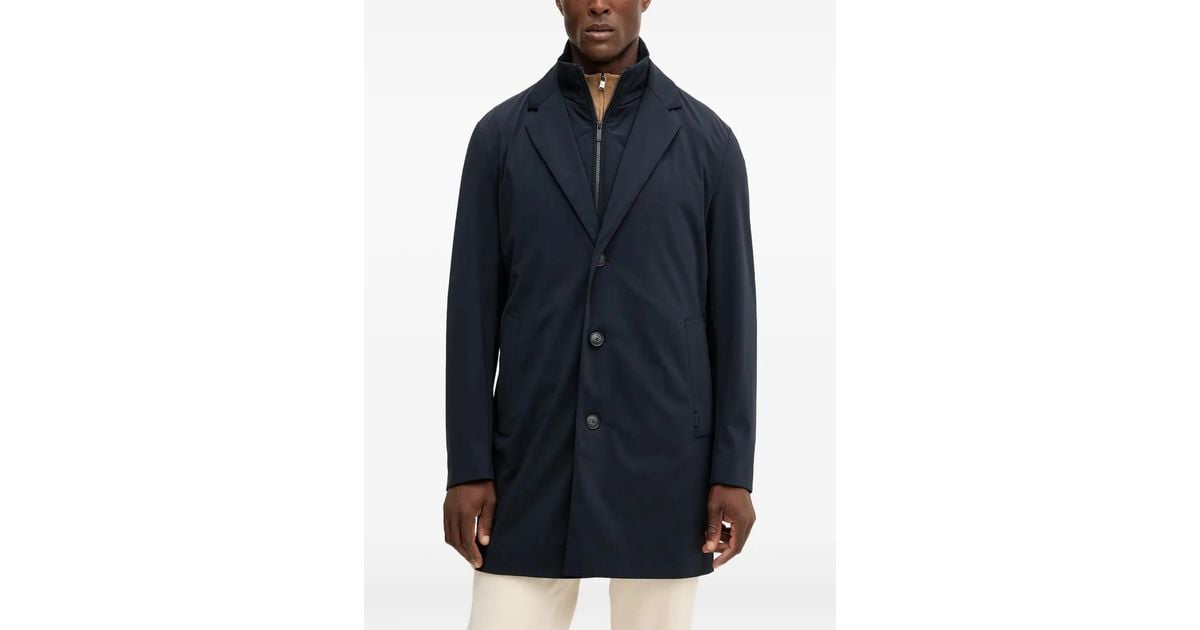 BOSS Layered Coat in Blue for Men | Lyst UK