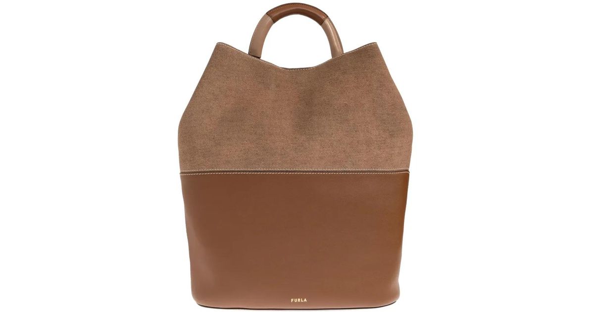 Furla Sfera S Suede Leather Tote Bag in Brown | Lyst UK