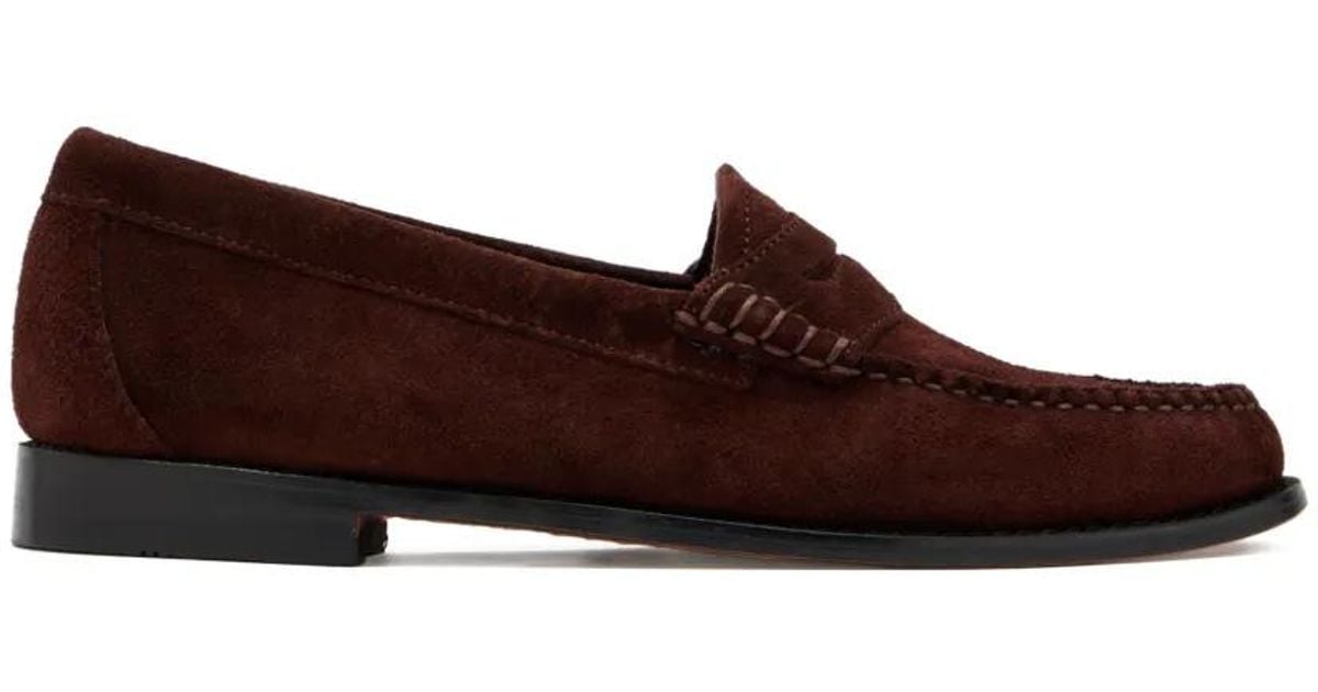 G.H. Bass & Co. Weejuns Suede Stitch Loafers in Brown | Lyst