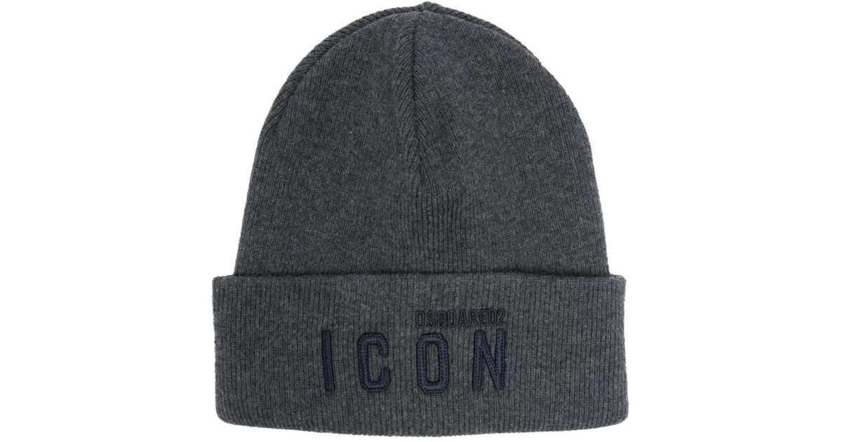 DSquared² Icon Beanie Hat in Grey for Men | Lyst UK
