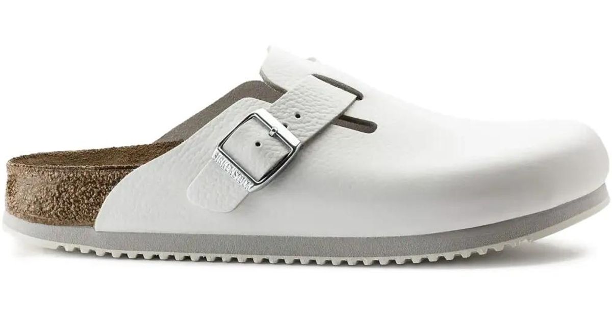 Birkenstock Boston Super Grip Slides in White for Men | Lyst