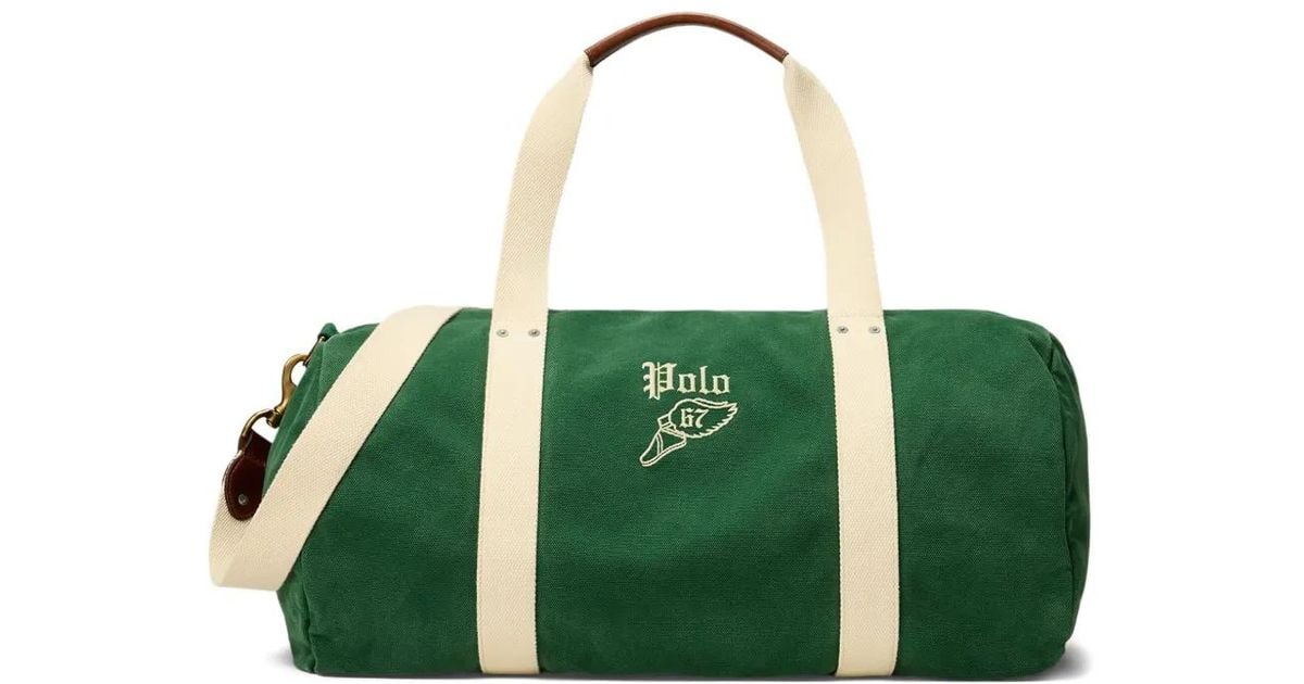 Polo Ralph Lauren Embroidered Canvas Duffle Bag in Green for Men | Lyst