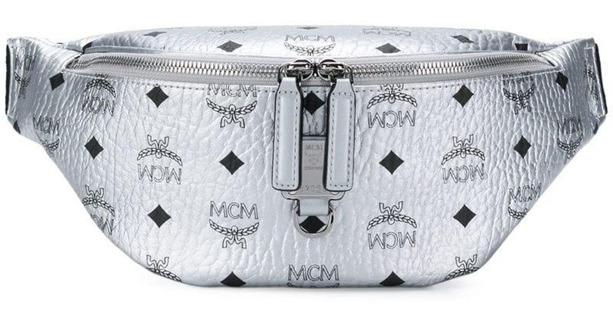 MCM Monogram Belt Bag in Metallic | Lyst