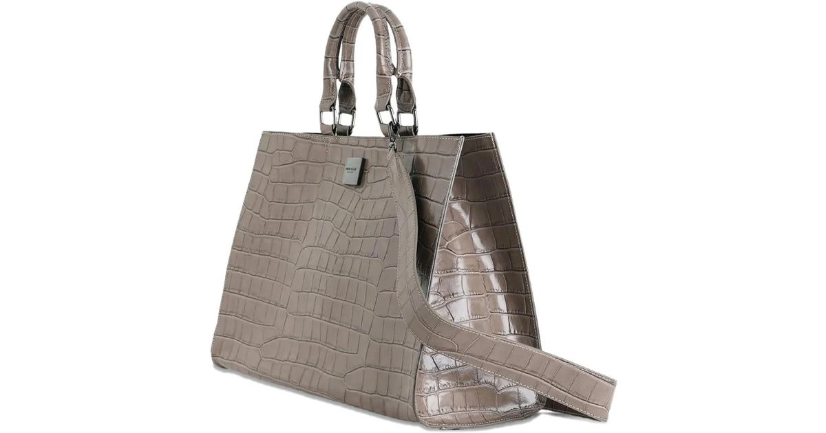 Marc Ellis Irida Crocodile-Effect Tote Bag in Grey | Lyst UK