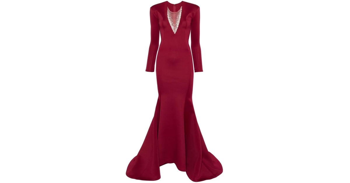 AAVVA Crystal-Embellished Mermaid Gown in Red | Lyst