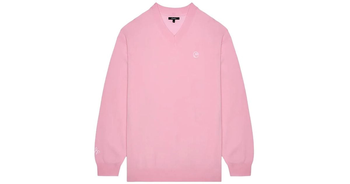 Malbon Golf X Jesper Parnevik V-Neck Sweater in Pink for Men | Lyst UK